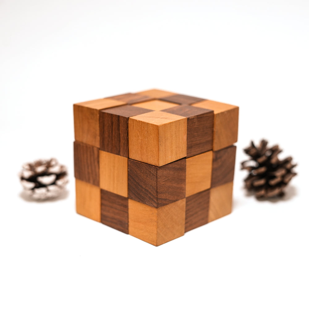 Handmade Wooden Puzzle- Snake Cube Puzzle for Kids